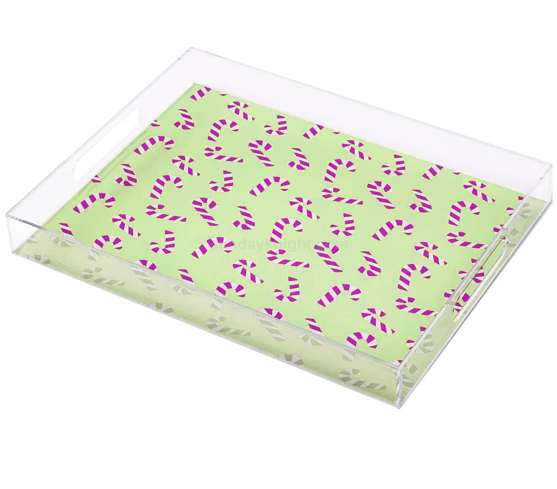 Custom Acrylic Serving Tray With Interchangeable Insert Pocket